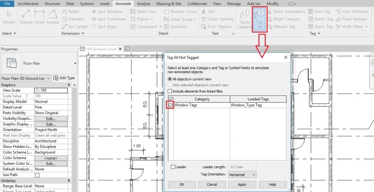 add window tags | Learning Revit Online