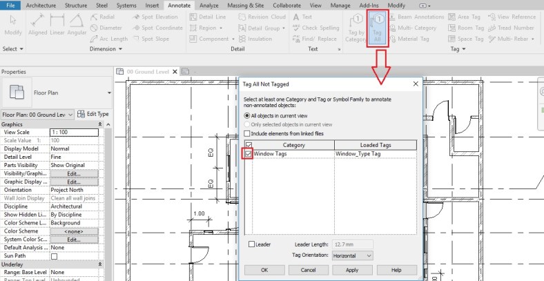 add window tags | Learning Revit Online