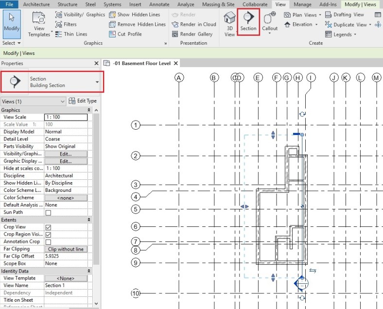 break section line | Learning Revit Online