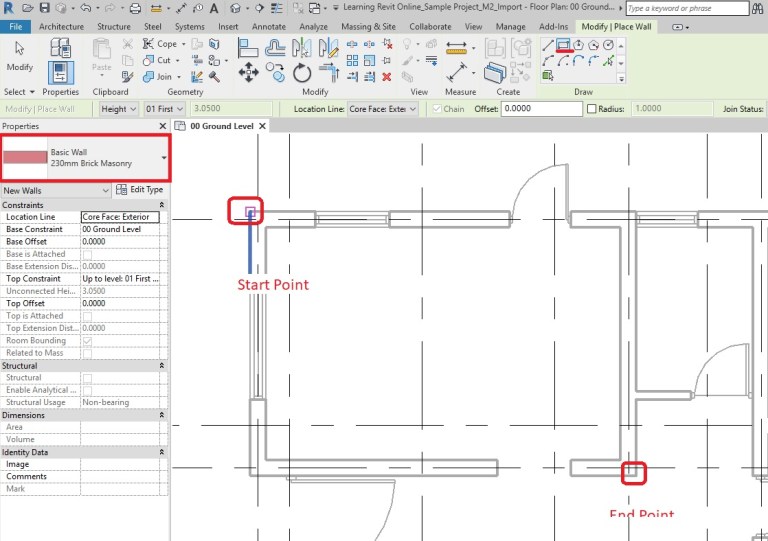 trim or extend single element | Learning Revit Online
