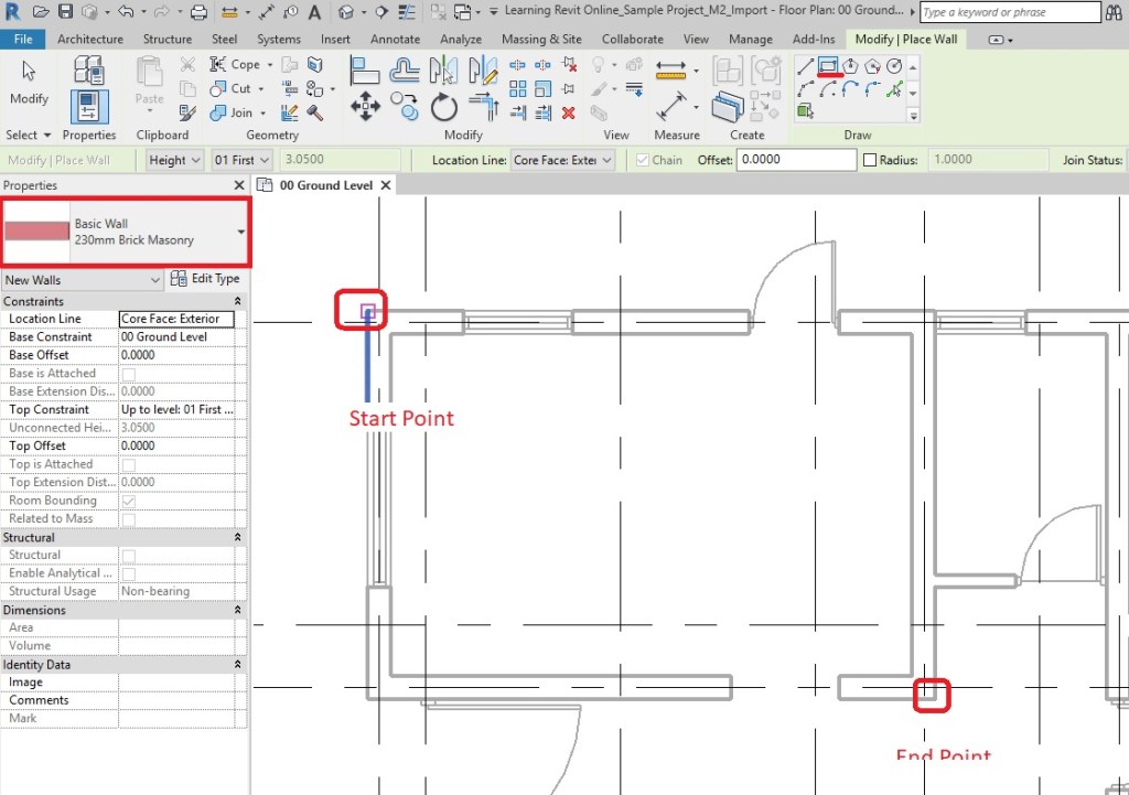 trim or extend single element | Learning Revit Online