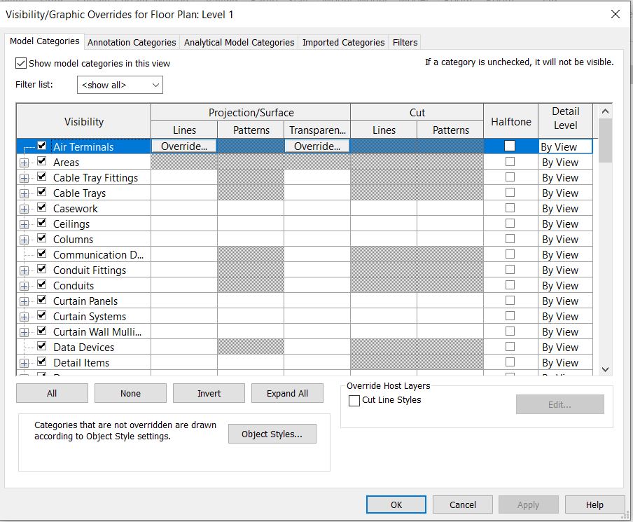 Visibility Graphics and Object Styles | Learning Revit Online